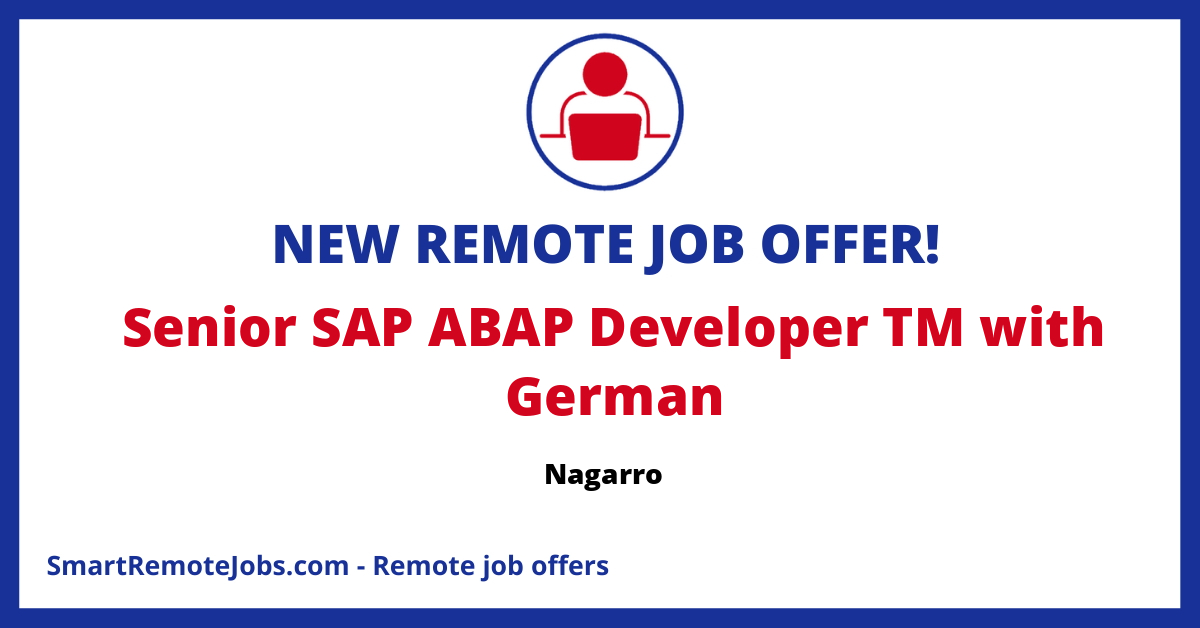 Senior SAP ABAP Developer TM with German - Nagarro | Smart Remote Jobs