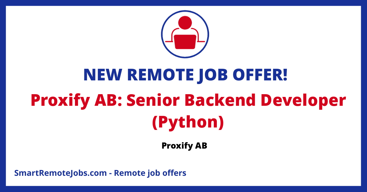 Proxify AB: Senior Backend Developer (Python) - Proxify AB | Smart Remote Jobs